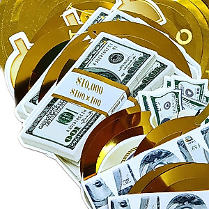 YiiiGoood Gold Money Theme Hanging Decoration Dollar Bill Signs Hanging Swirls Money Bag Currency Symbol for Birthdays Casino Weddings Bachelorette Retirement Anniversary Graduations Party Supplies
