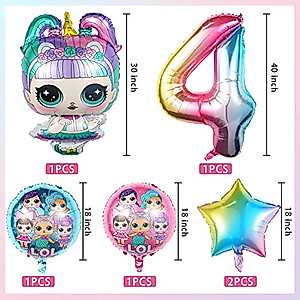 Rekcopu Birthday Party Decoration Surprise Doll Balloon for 4th Birthday Party Supplies (Pink-4)