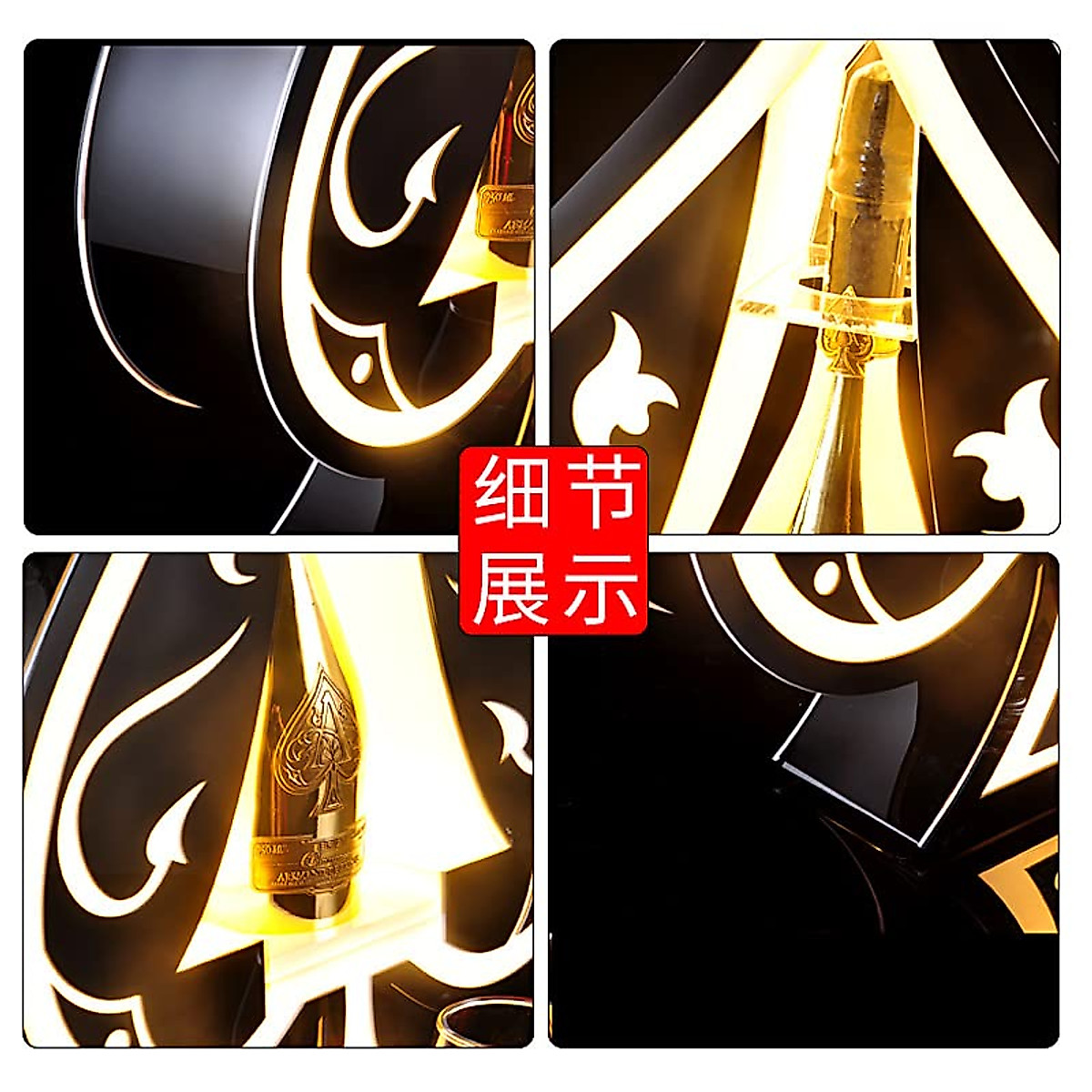 GlowBar Rechargeable Color Flashing Armand De Brignac Champagne Glorifier Display LED Ace of Spade VIP Bottle Presenter