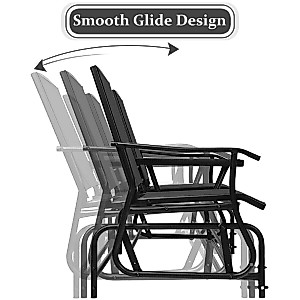 VBSQ Outdoor 2 Person Patio Double Chair Rocking Black Chair Rocking Chair Rocker Chair Rocker Camp Chair Rocker Recliner Rocking Camp Chair Rocking Chairs Outdoor Rocking Chair