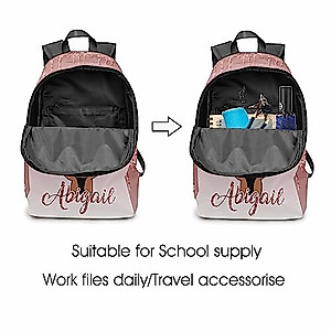 InterestPrint Customized Girls Bookbag with Lunch Bag, Personalized Pink Glitter Crown Knapsack Backpack Custom Backpack and Lunch Box for Daughter Granddaughter Birthday