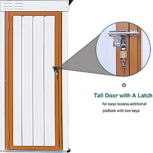 UBGO Outdoor Storage Shed,Vertical Storage Shed,Galvanized Metal Garden Shed with Lockable Doors, Tool Storage Shed for Patio Lawn Backyard Trash Cans(5 X 3 Ft)