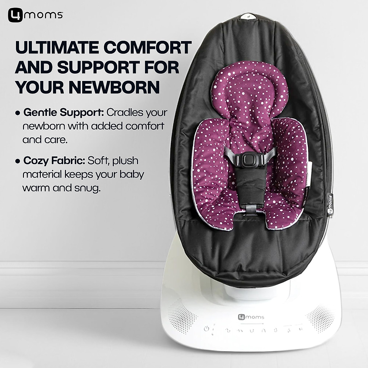 4moms RockaRoo and MamaRoo Infant Insert for Newborn Baby and Infant, Machine Washable, Soft, Plush Fabric, Reversible Design, Maroon