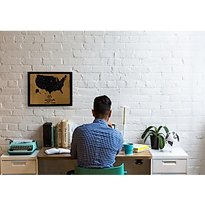 Art of Wanderlust Pushpin Bulletin Cork Board USA Wall Map and Pins | US Travel Tracker Map for Past and Future Bucket List Destinations | United States | 17 x 13 Inches | Black Frame