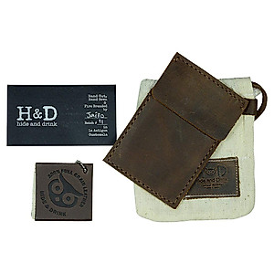 Hide & Drink, Leather Minimalist Card Holder W/Flap, Holds up to 3 Cards, Front Pocket Wallet, Stylish Organizer, Handmade Includes 101 Year Warranty :: Bourbon Brown