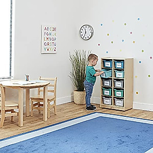 ECR4Kids 10 Cubby Tray Cabinet with Scoop Front Storage Bins, 5x2, Natural, Classroom Furniture, Clear