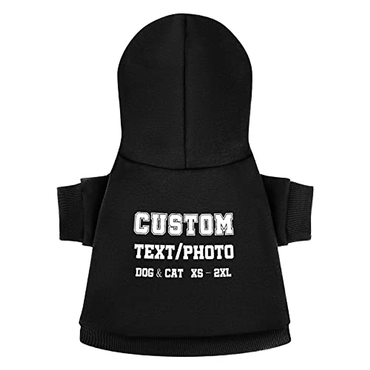 TWST Custom Pet Hoodies with Name & Number or Any Text Photo, Personalized Puppy Sweater, Clothes for Poodle Yorkie Small Medium Dogs/Cats, Black, M