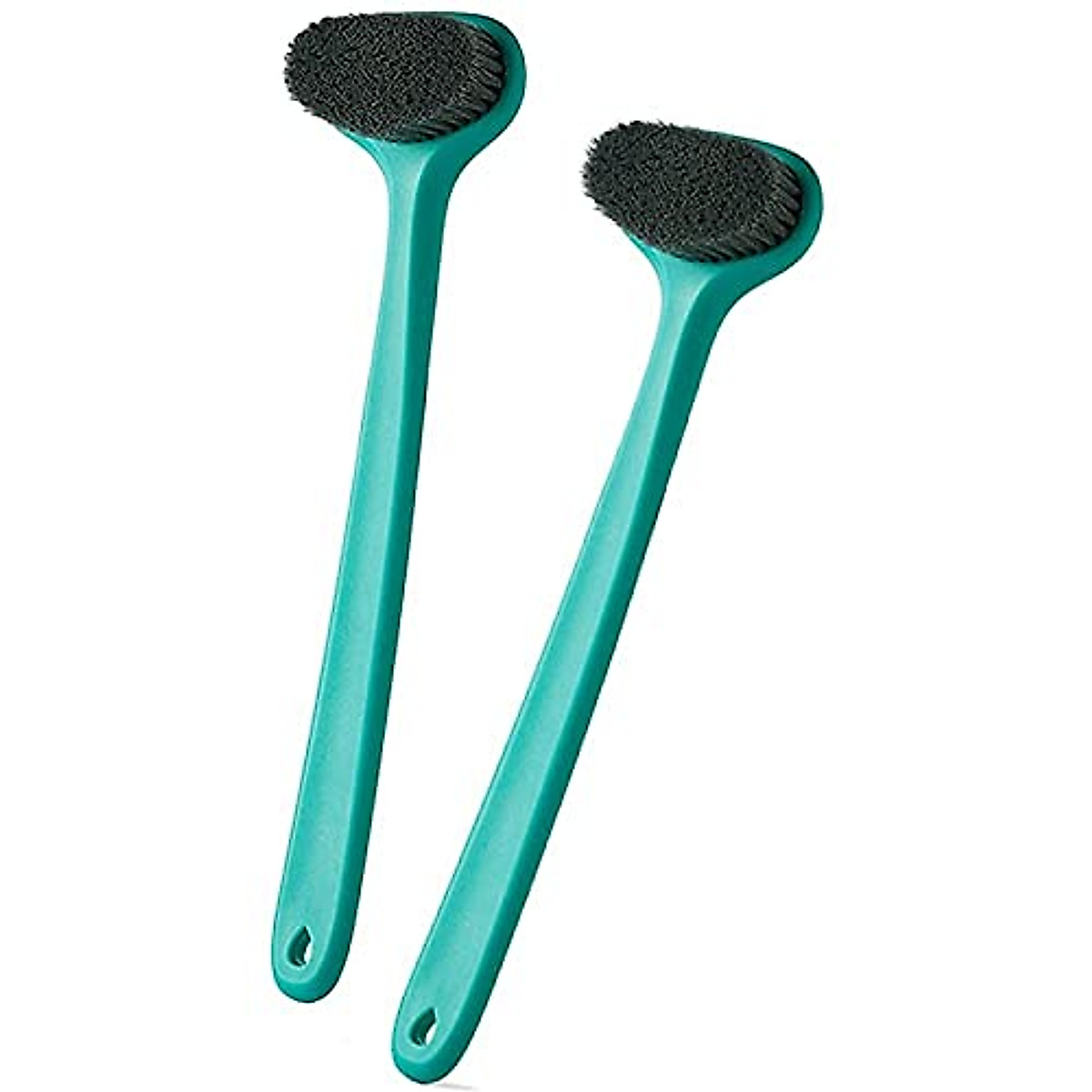 INGVY Dry Brushing Body Brush Improve Skin Health and Beauty Brushing Back Scrubber Gentle Exfoliation Bath Brush Long Handle Handheld Oval Head