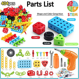 COUOMOXA Building Toys, 404 Pieces STEM Toys Kit Creative Construction Engineering Learning Set for 5, 6, 7, 8+ Year Old Boys&Girls Best Toy Gift for Kids |Take-A-Part Building Blocks