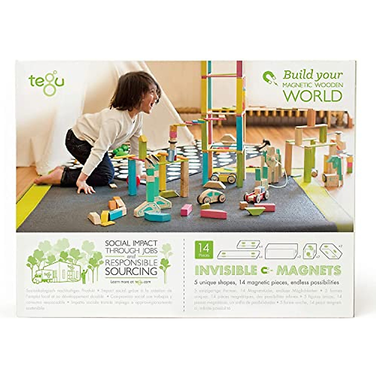 Tegu 14 Piece Magnetic Wooden Block Set in Tints