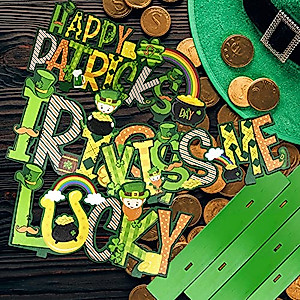 4Pcs St. Patrick's Day Wooden Table Sign Decorations Lucky Shamrock Irish Themed Tabletop Centerpiece Signs for Home Office Party Supplies