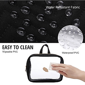 Bunnychill TSA Approved Toiletry Bag With Handle Strap,2 Pack PVC Clear Cosmetic Bags for Women Men, Carry on Airport Airline Compliant Bag,waterproof Transparent Makeup Travel Bags(S+M-Black)