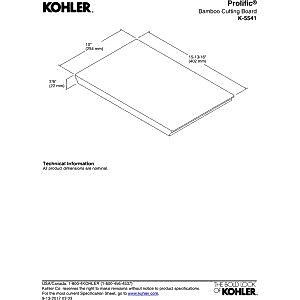 KOHLER K-5541-NA Prolific Cutting Board, 0.88 x 15.94 x 10.00 inches