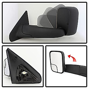 ACANII - Telescoping Towing Flip Up POWER Heat Mirror Driver Left Side For 2002-2008 Dodge Ram 1500 03-09 2500 3500