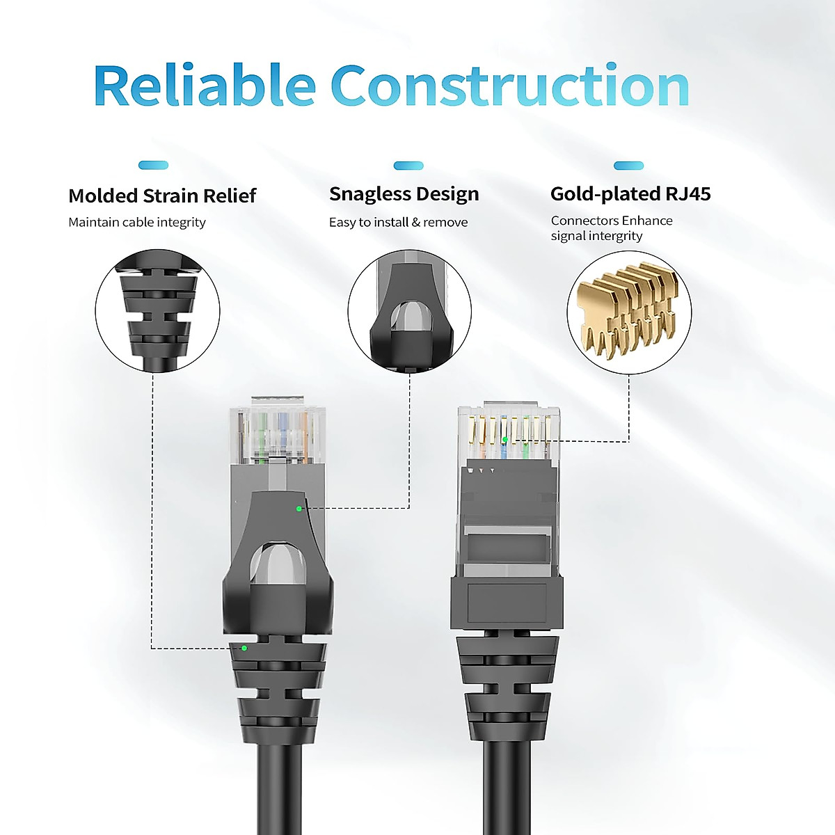 CableGeeker Cat 6/Cat5e Ethernet Cable 9 ft, 10Gbps Snagless Ethernet Cable, 24AWG Pure Copper High Speed Cat6 Cable RJ45 Internet Cable for Computer, Modem, PS5/4, Router, Gaming - 9 Feet in Black