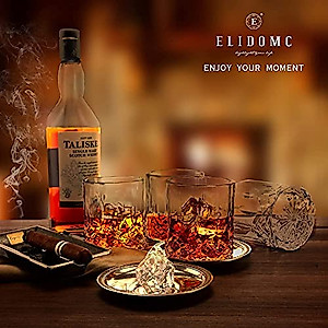 ELIDOMC Lead Free Crystal Whiskey Glasses, 11 Oz Unique Bourbon Glass, Ultra-Clarity Double Old Fashioned Glasses (Set of 6)