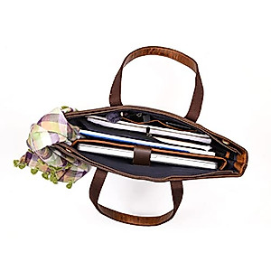 Aaron Leather Goods Genuine Leather Shoulder Bag Handbags Wallet Tote Bag 3pcs Purse Set (Umber)