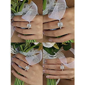Michooyel S925 4ct Radiant Cut Cubic Zirconia Engagement Rings For Women Wedding Ring Promise Ring Sterling Silver Diamond Wedding Band
