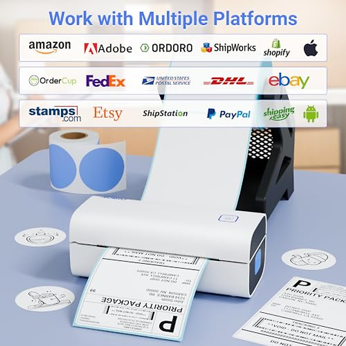 AOBIO X4BT 4x6 Bluetooth Thermal Label Printer - Shipping Label Printer for Small Business - Desktop Postage Label Printer Compatible with MacOS, Wins, Linux, ChromeOS (Black)