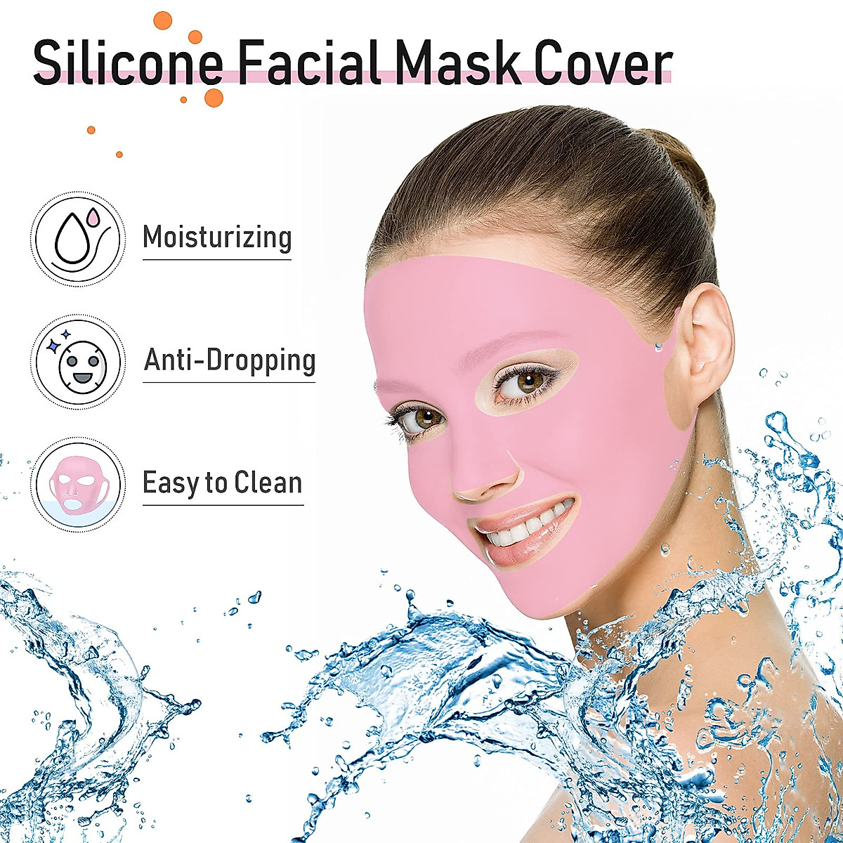 32 Pcs Facial Chest Neck Silicone Pad Reusable Face Forehead Patches Facial Sleeping Mask Cover for Smoothing Chest Neck Forehead Eye Mouth (Clear,Pink)