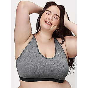 Curvy Couture Plus Size Women Support Bust, Perfect Workout, High Impact Sports Bra, Charcoal Melange, 4X-Large