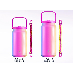 Meoky 50 oz Tumbler with Handle, Stainless Steel Vacuum Insulated Water Bottle, Keeps Cold for 36 Hours, 100% Leak Proof, BPA-free, Non-slip Base (Carnival)