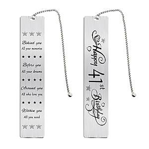 Jzxwan Happy 41st Birthday Gifts for Women Men, 41 Year Old Birthday Bookmark Gift for Him Her, Happy 41 Yr Bday Book Mark for Female Male, 1983 Bd Present, 41 st Birthday Card Decoration