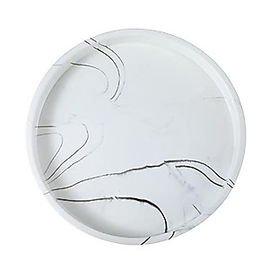 skyehomo Round Resin Marble Tray,Marble Pattern Decorative Storage Organizer,Vanity Tray for Candles,Cosmetics,Perfume,for Bathroom Bedroom Kitchen Nightstand Dressers