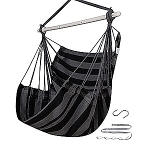 ADVOKAIR Hammock Chair Swing (500 lbs Max) - Hanging Hammock Chair Rope Swing Indoor for Bedroom, Outdoor, Patio, Bedroom, Porch, Deck - Sturdy Steel Bar with Anti-Slip Safety Rings