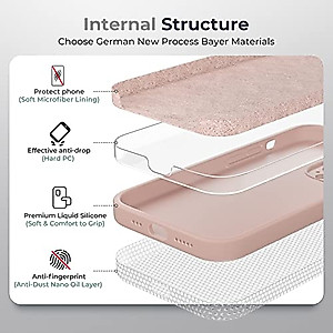 GOODVISH 3 in 1 Designed for iPhone 14 Pro Silicone Case 2022, with 2 Pack Screen Protector, Full Cover [Enhanced Camera Protection] 6.1" Soft 14pro Case[Anti-Scratch Microfiber Lining], Sand Pink