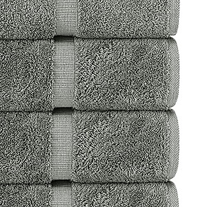 Chakir Turkish Linens | Hotel & Spa Quality 100% Cotton Premium Turkish Towels | Soft & Absorbent (4-Piece Bath Towels, Gray)