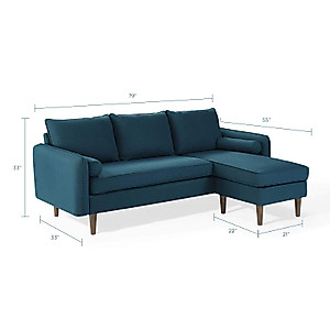 Modway Revive Right Or Left Sectional Modern Upholstered Fabric Sofa Couch, Azure