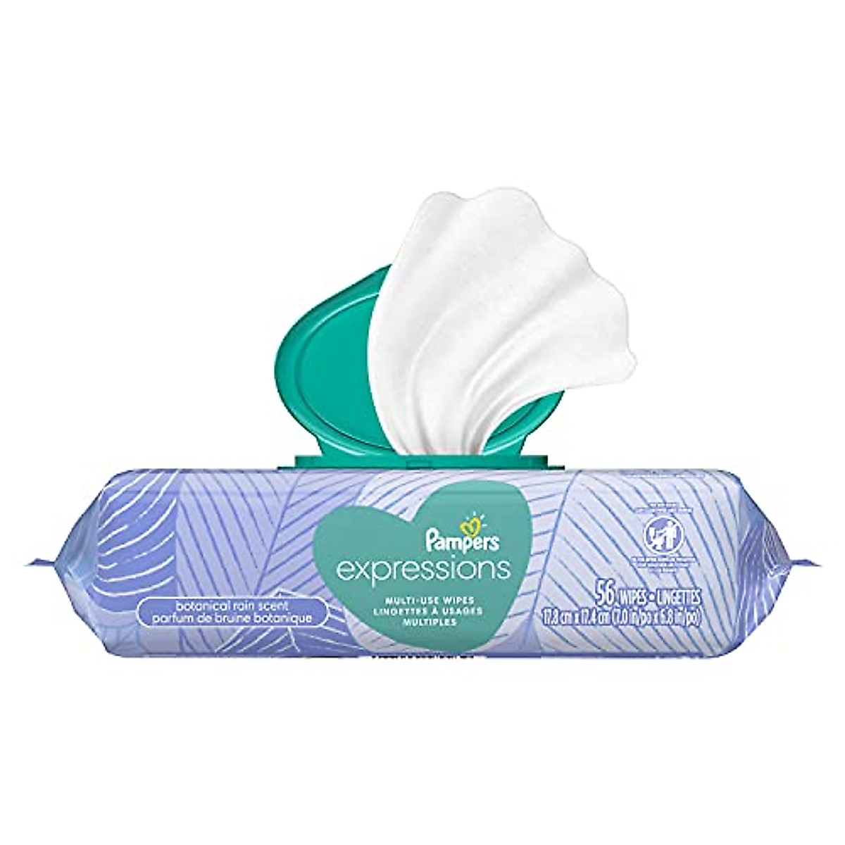 Baby Wipes, Pampers Expressisons Botanical Rain Scented, 1X Pop-Top Pack, 56 Count