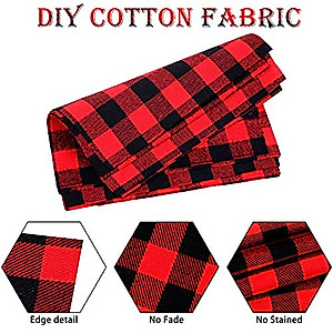 80 Pieces Plaid Fabric Buffalo Checks Plaid Christmas Fabric Plaid Fabric Squares Checkered Gingham Buffalo Check, 6 x 6 Inch for Sewing DIY Craft Home Festival Holiday Decoration (Red-Black)