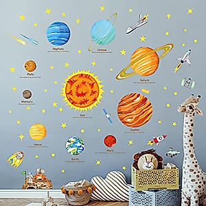 DECOWALL SG2-1501 The Solar System Kids Wall Stickers Wall Decals Peel and Stick Removable Wall Stickers for Kids Nursery Bedroom Living Room (Large) d?cor