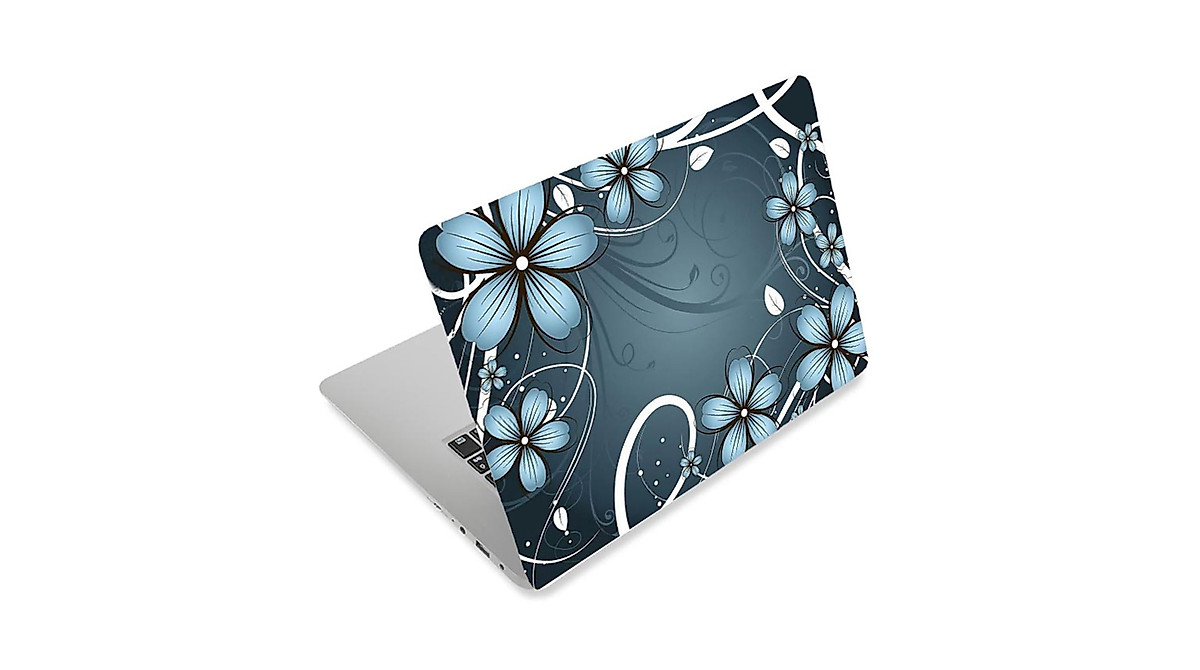Durable 3D Print Laptop Skin Sticker - Blue Flower Design