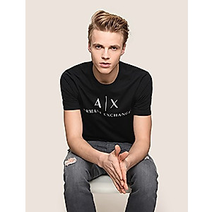 A|X ARMANI EXCHANGE mens Classic Crew Logo T-shirt T Shirt, Black, X-Small US