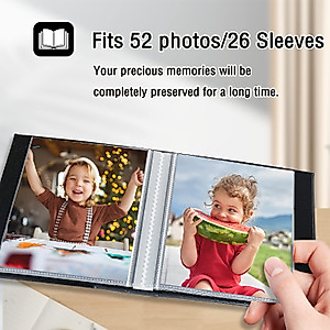 Artmag Photo Album 5x7 Clear Pages Pockets Leather Cover Slip Slide in Photo Album Book Holds 50 Vertical 5x7 Photos Picture Book for Wedding Family (Red)