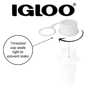 Igloo Cooler Threaded Drain Plug Caps with Plastic Tether 20049 White Small