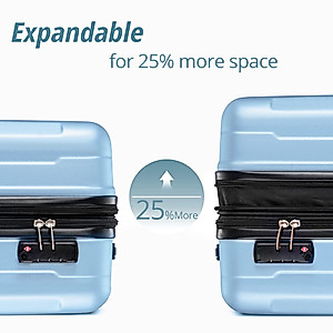 Merax Luggage Sets 2 piece Carry on Luggage Suitcase Sets of 2, Hard Case Luggage Expandable with Spinner Wheels (Baby Blue 2-Piece (20/28))