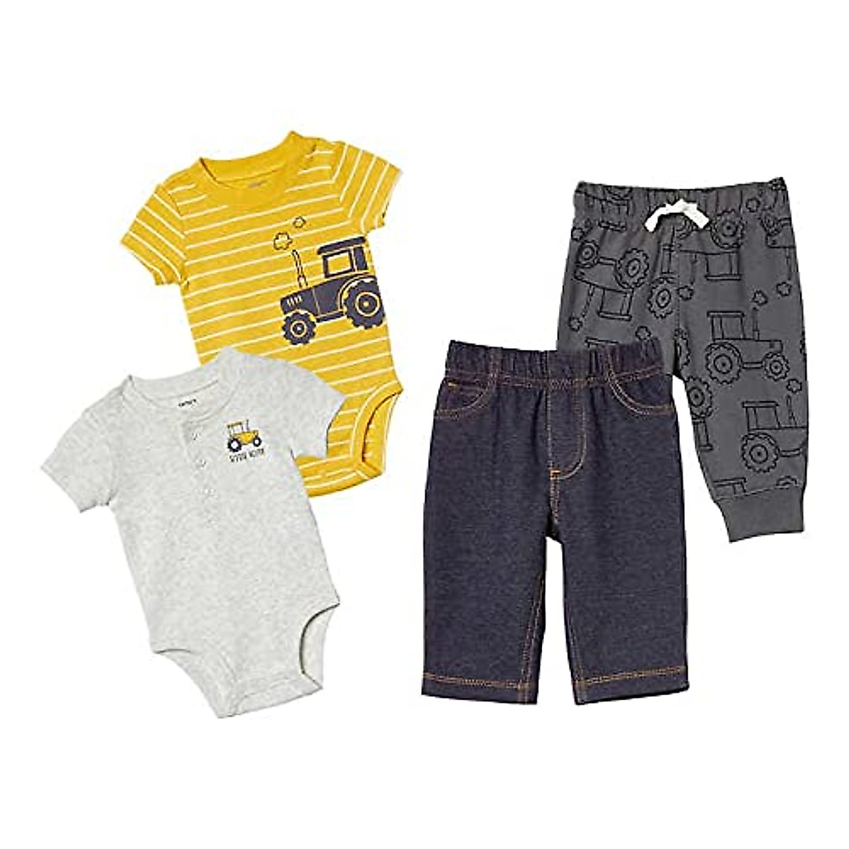 Carter's Boys 4-Piece Bodysuit & Pant Set, Tractor (12 Months)