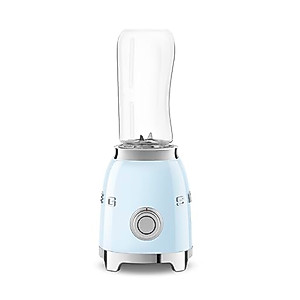SMEG 50's Retro Style Personal Blender with Backlit Knob and Two 600 ML BPA Free bottles PBF01PBUS Pastel Blue