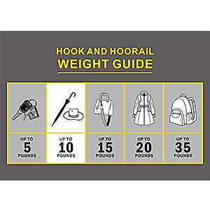 Creathome Over The Door Rail with 4 Peg Hooks, Lovely Cat Pattern, Black and White Style