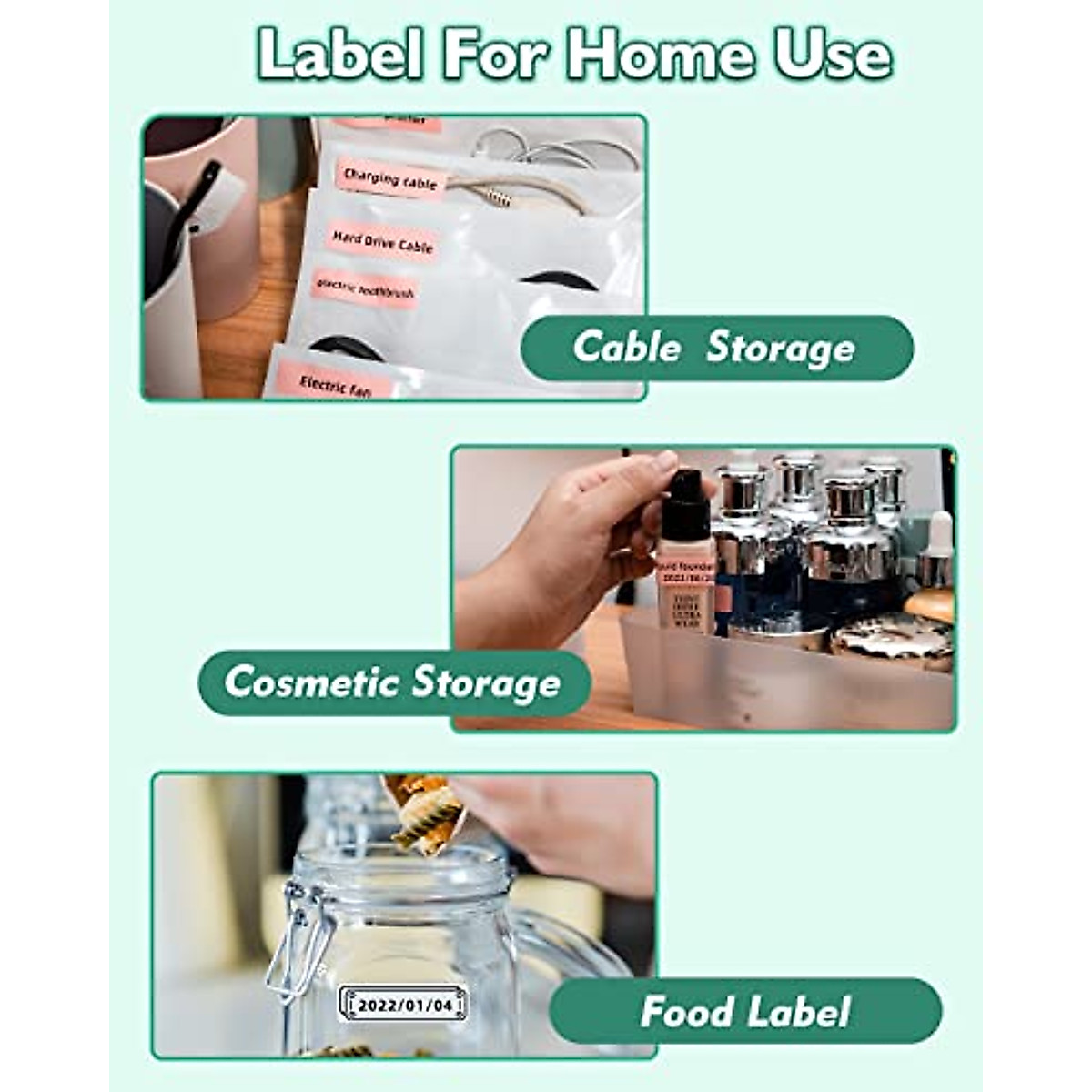 Phomemo Mini Label Maker Q30S Bluetooth Small Label Maker Machine, Handheld Label Maker Wireless Thermal Labeler Printer, for Home Office Organization, Green