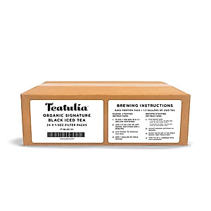Teatulia Organic Signature Black Iced Tea Pitcher Bags (24 Jumbo Tea Bags - Brews 1.5 Gallons) | 100% Compostable | Unsweetened Iced Tea
