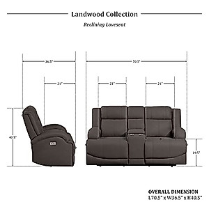 Lexicon Landwood Power Double Reclining Loveseat, Chocolate
