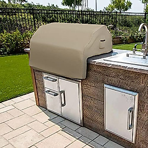 Covers & All Built-in Grill Cover Made of 12 Oz Waterproof Fabric with Air Pocket & Elastic for Snug Fit (32" W x 26" D x 24" H, Beige)