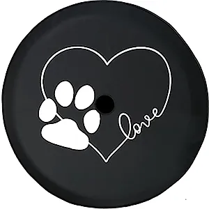 JL Tire Cover Love Paw Print Camper Custom Car Spare Tire Covers Size 32 to 33 Inch with Camera Hole