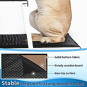 Extra Wide Foldable Dog Car Steps for Large Dogs, Portable Folding Pet Stair Ramp with Non-Slip Rug Surface，Lightweight Dog Ramps for Cars and SUV,Truck, Dog Car Stairs for Large Dogs Up to 250 lbs