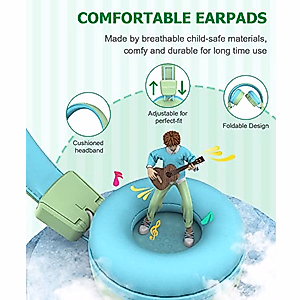 Link Dream Kids Wireless Headphones V5.0 Bluetooth Kids Headphones w/Mic 32H Playtime Soft Padded Stereo Childrens Headphones for Boys Girls School iPad Tablet Cellphons Laptop, Matcha Green